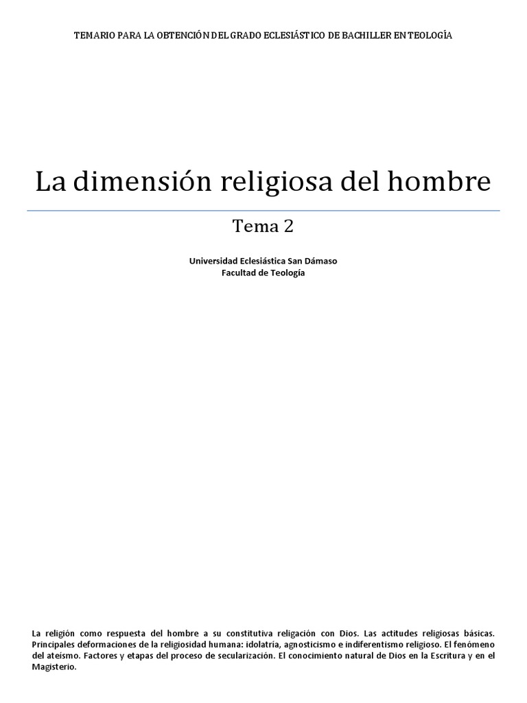 Dimensión Religiosa del Hombre | PDF | Ateísmo | Dios