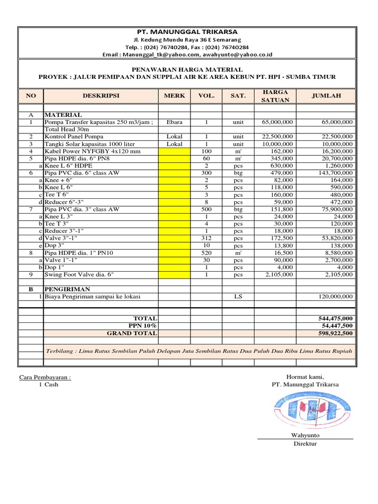 Penawaran Material PDF | PDF