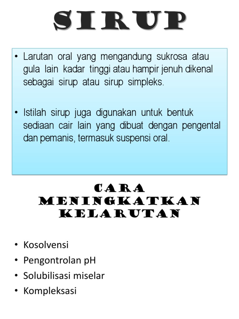 Bahan Sirup Dan Elixir | PDF