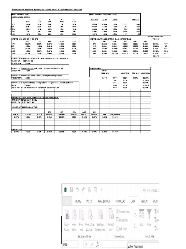 Portfolio Optimization: Sharpe Ratio & Frontier | PDF | Modern ...
