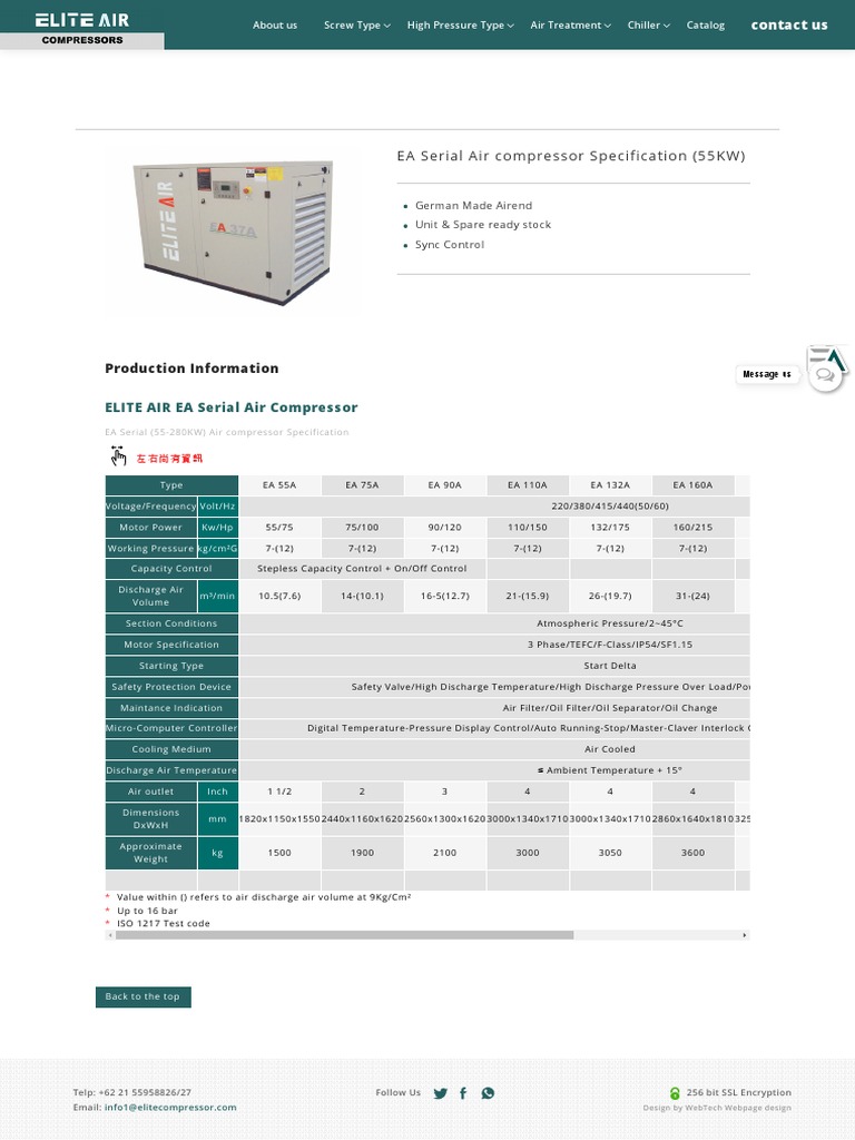 Screw Type - Elite Air Compressor | PDF | Electrical Engineering ...
