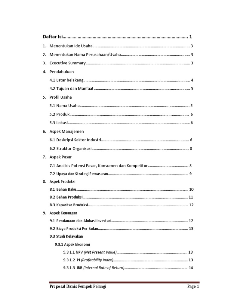 Proposal Pempek Pelangi | PDF