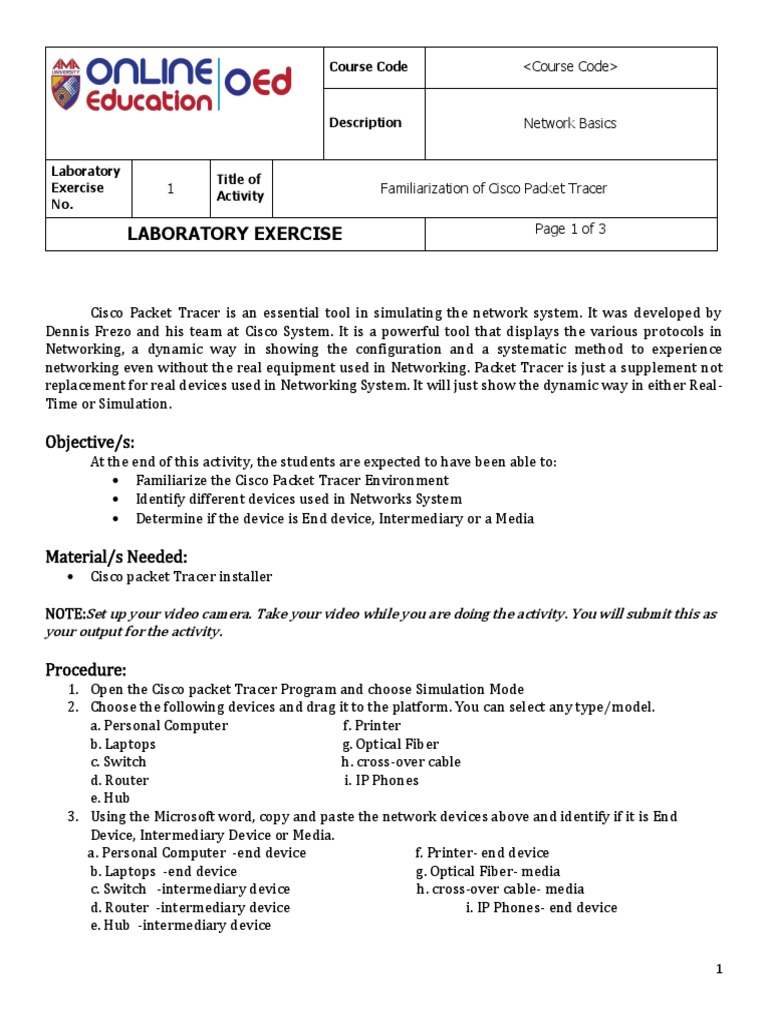 Week002 Laboratory001 NetworkTypesAndTopologies | PDF | Cisco Systems ...