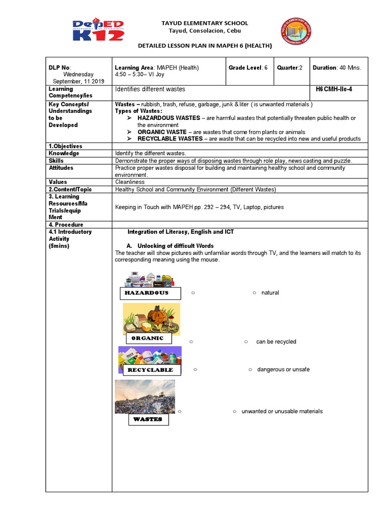 DLP in Health Cot 2nd Quarter | PDF | Recycling | Waste
