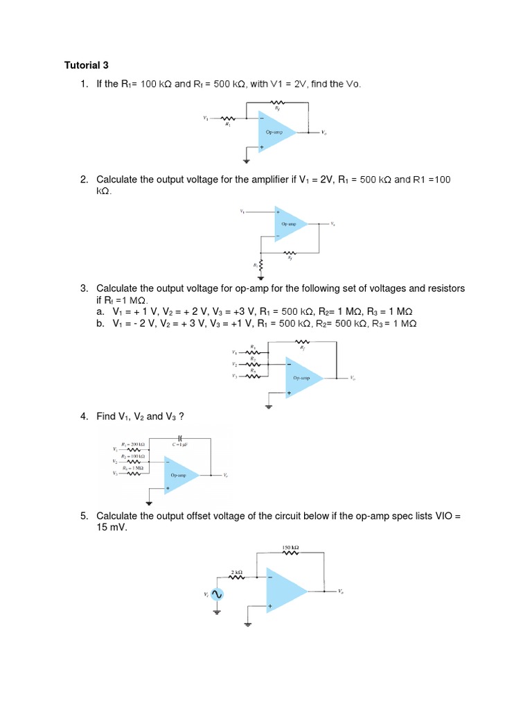 Op-Amp Tutorial: Calculating Output Voltages | PDF