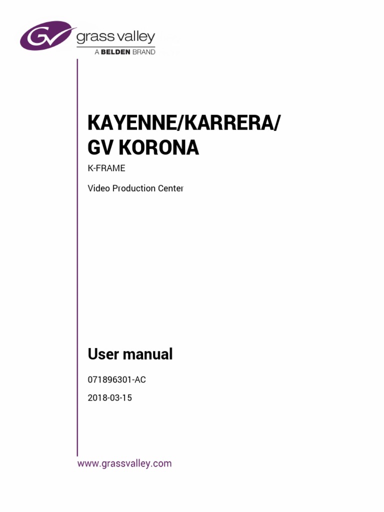 Kayenne Karrera GV Korona K-Frame User v12.0 | PDF | Trademark | Copyright