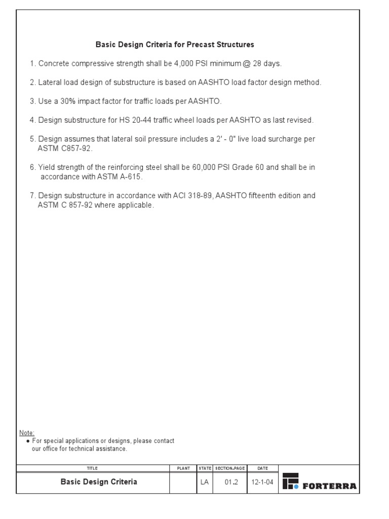Basic Design Criteria For Precast Structures PDF | PDF | Storm Drain ...