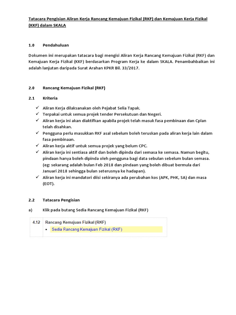 Tatacara Pengisian RKF Dan KKF | PDF