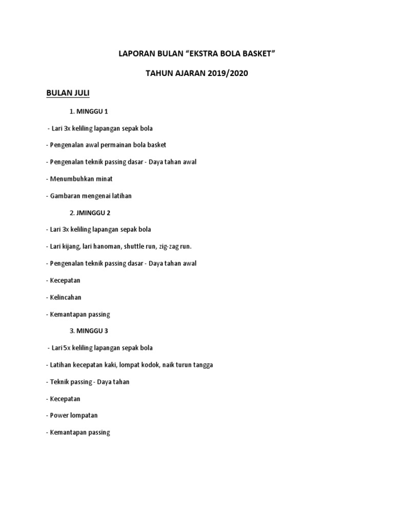 Program Latihan Bola Basket | PDF