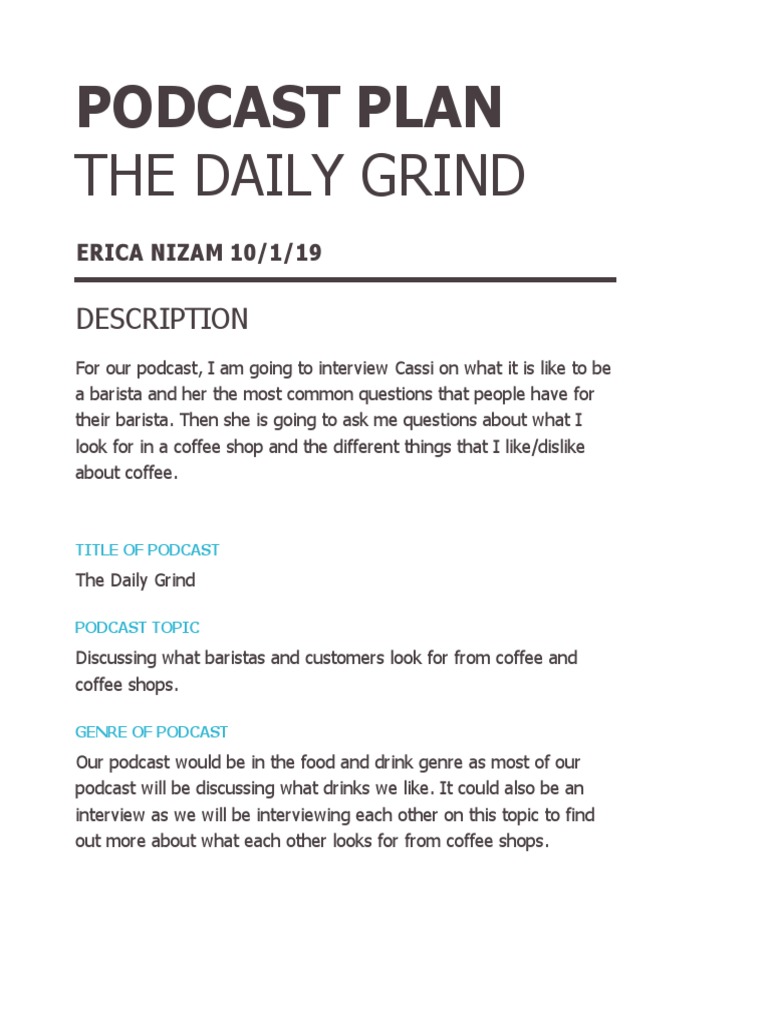 Podcast Plan Template-1 1 | PDF | Beverages