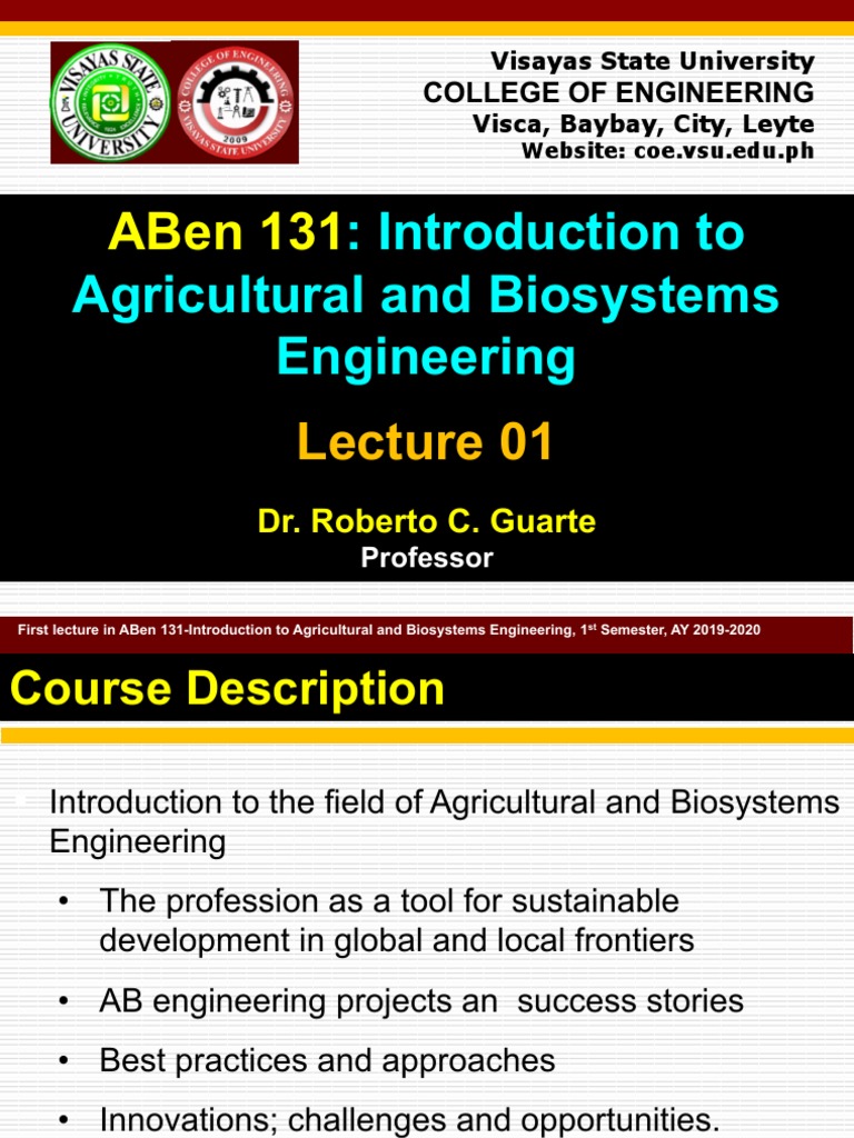 Intro to Agricultural and Biosystems Eng. | PDF | Engineering | Curriculum