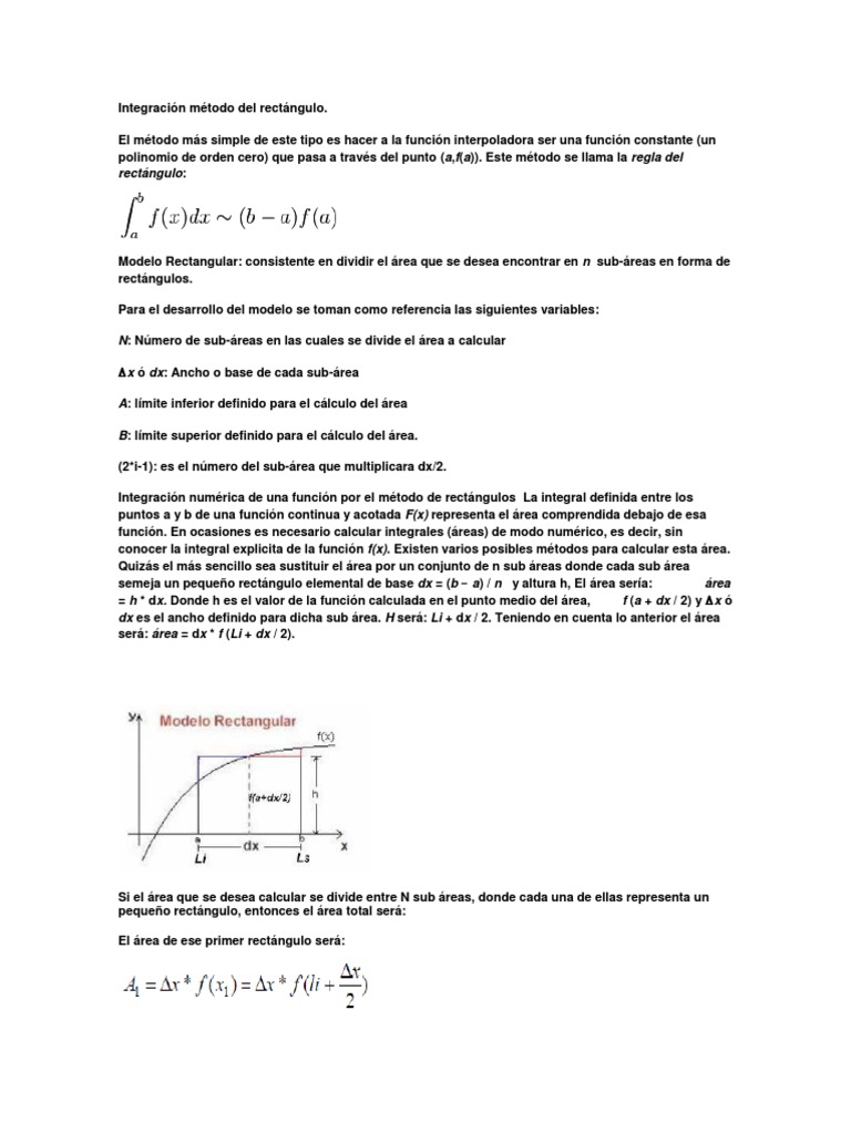 Método del Rectángulo en Integración | PDF | Integral | Función ...
