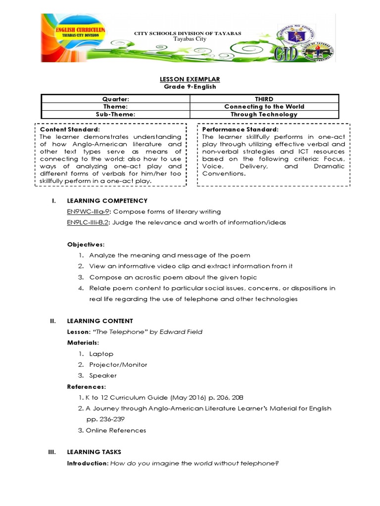 G9 English Lesson Exemplar 3rd Quarter | PDF | Infographics ...
