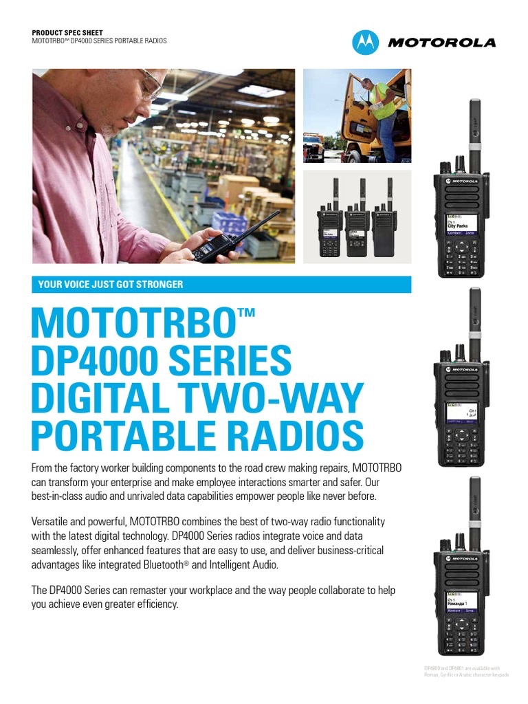 Motorola DP4000 DataSheet ENG Lor | PDF | Bluetooth | Very High Frequency