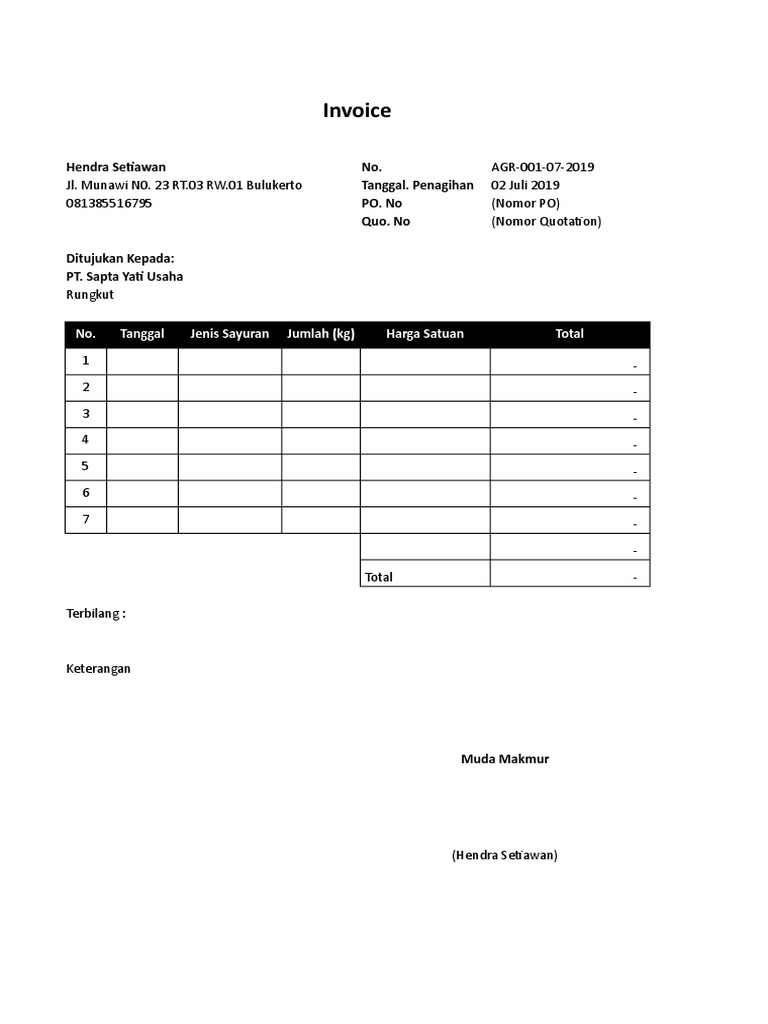 Contoh Invoice Excel | PDF