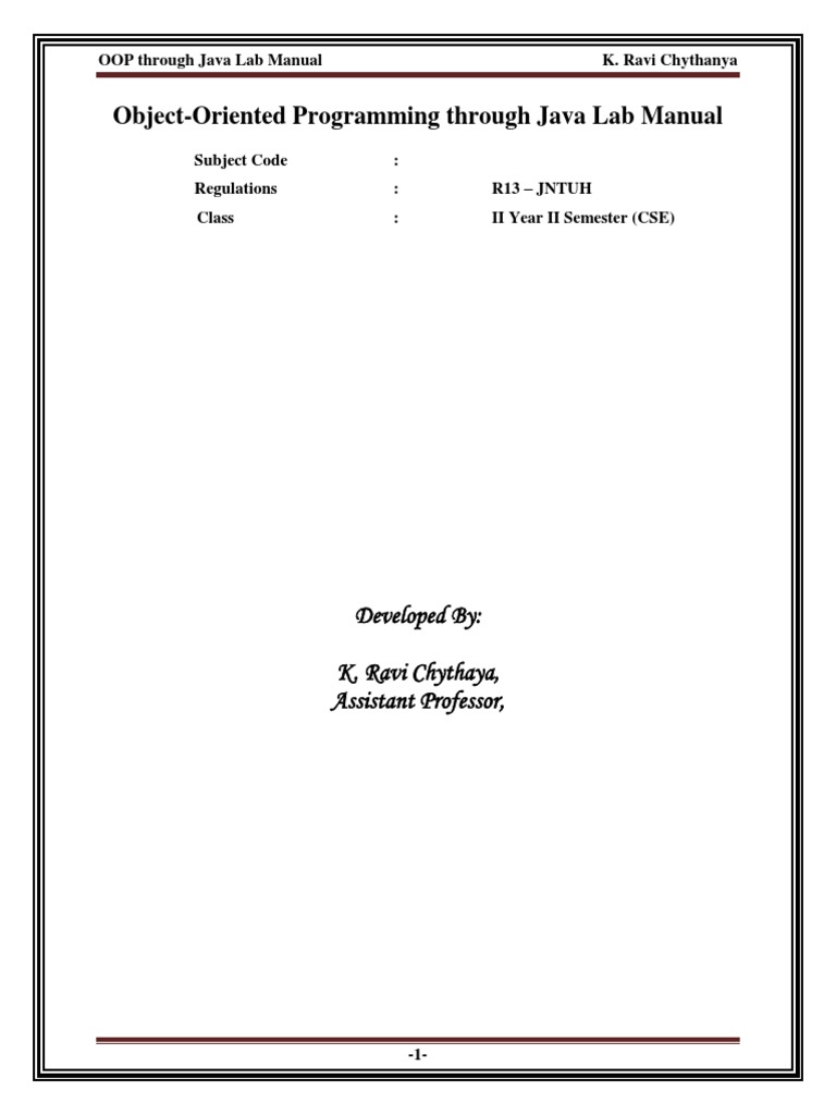 Java Lab Manual | PDF | C (Programming Language) | Command Line Interface