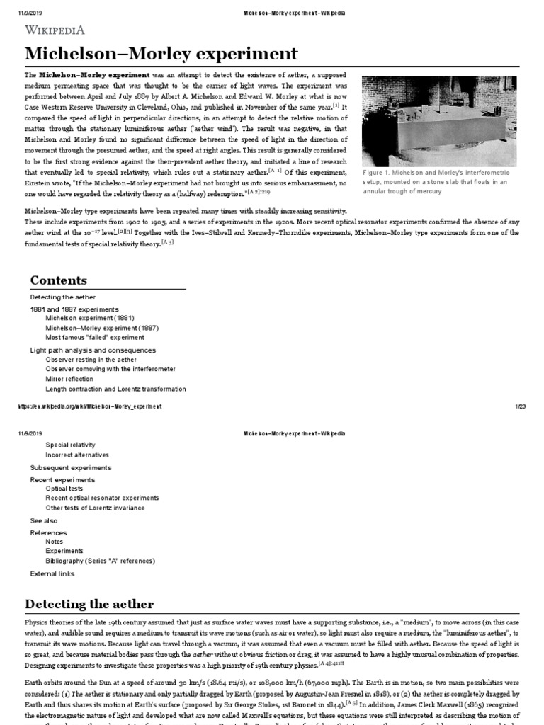 Michelson-Morley Experiment | PDF | Luminiferous Aether | Special ...