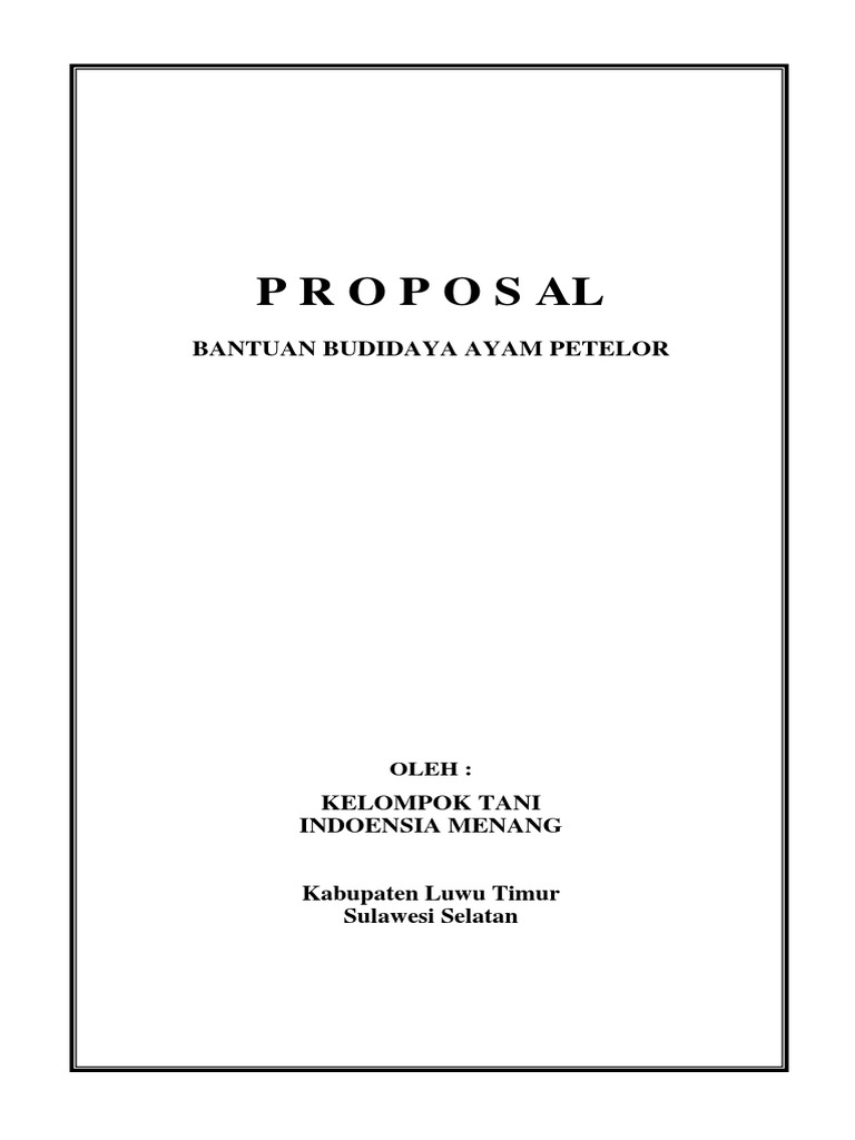 Proposal Bantuan Unit Kegiatan Kelompok Tani Ayam Petelor | PDF