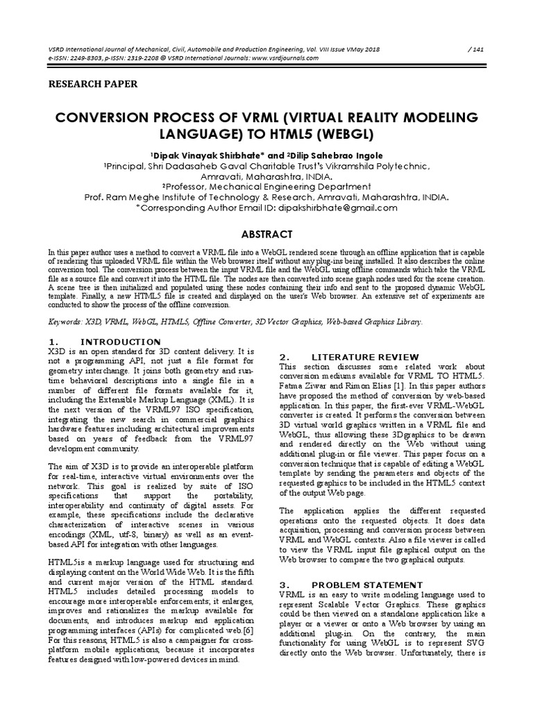 Conversion Process of VRML (Virtual Reality Modeling Language) To Html5 (Webgl) | PDF | Web Gl ...