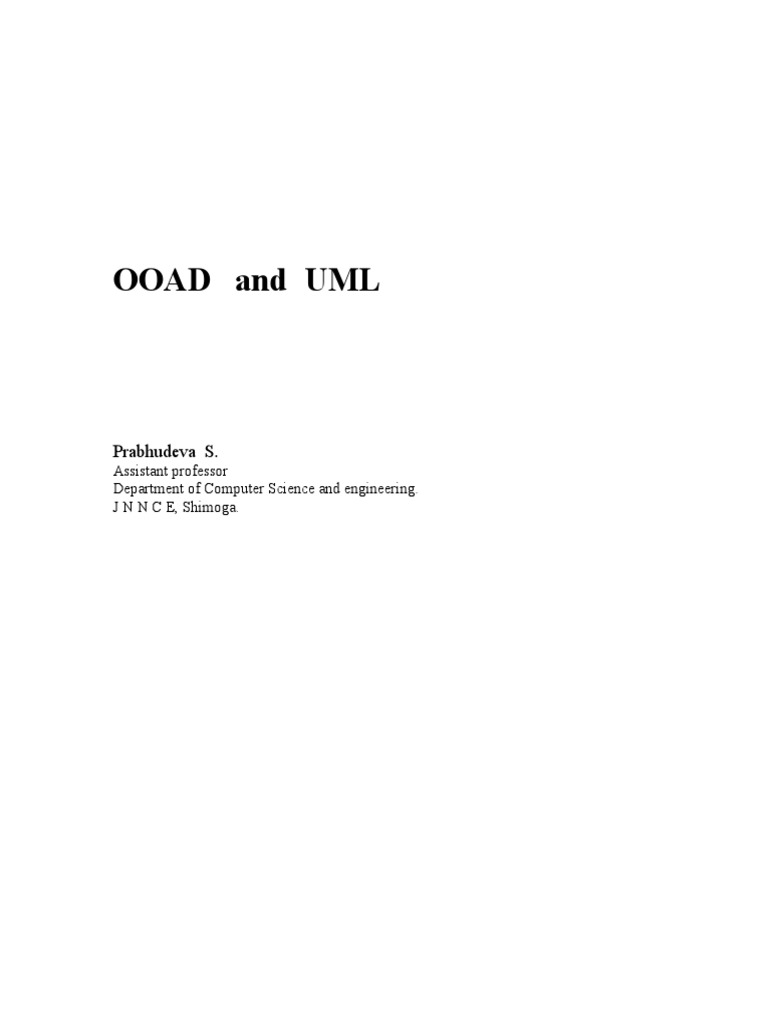 Ooad and Uml: Prabhudeva S | PDF | Inheritance (Object Oriented Programming) | Class (Computer ...