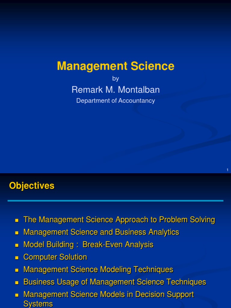 Management Science & Analytics Guide | PDF | Mathematical Model ...