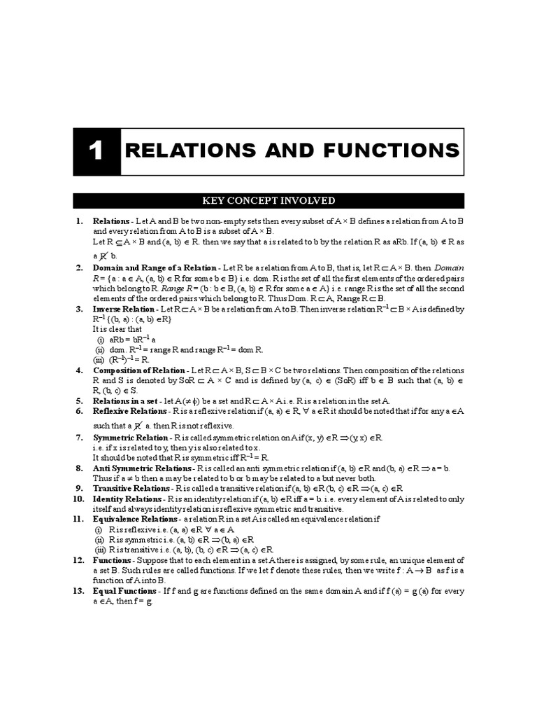 Relation and Function | PDF | Function (Mathematics) | Abstract Algebra