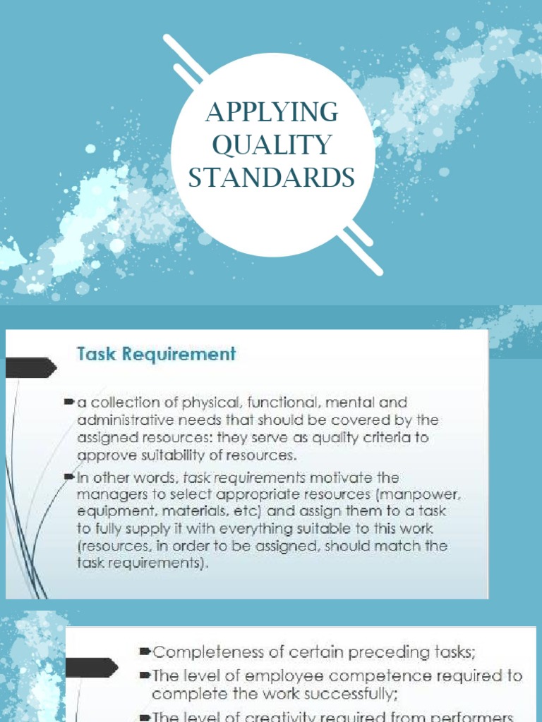 Applying Quality Standards | PDF | Quality Management | Quality Assurance