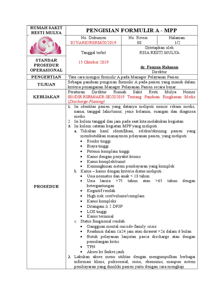 SPO Pengisian Formulir A - MPP | PDF