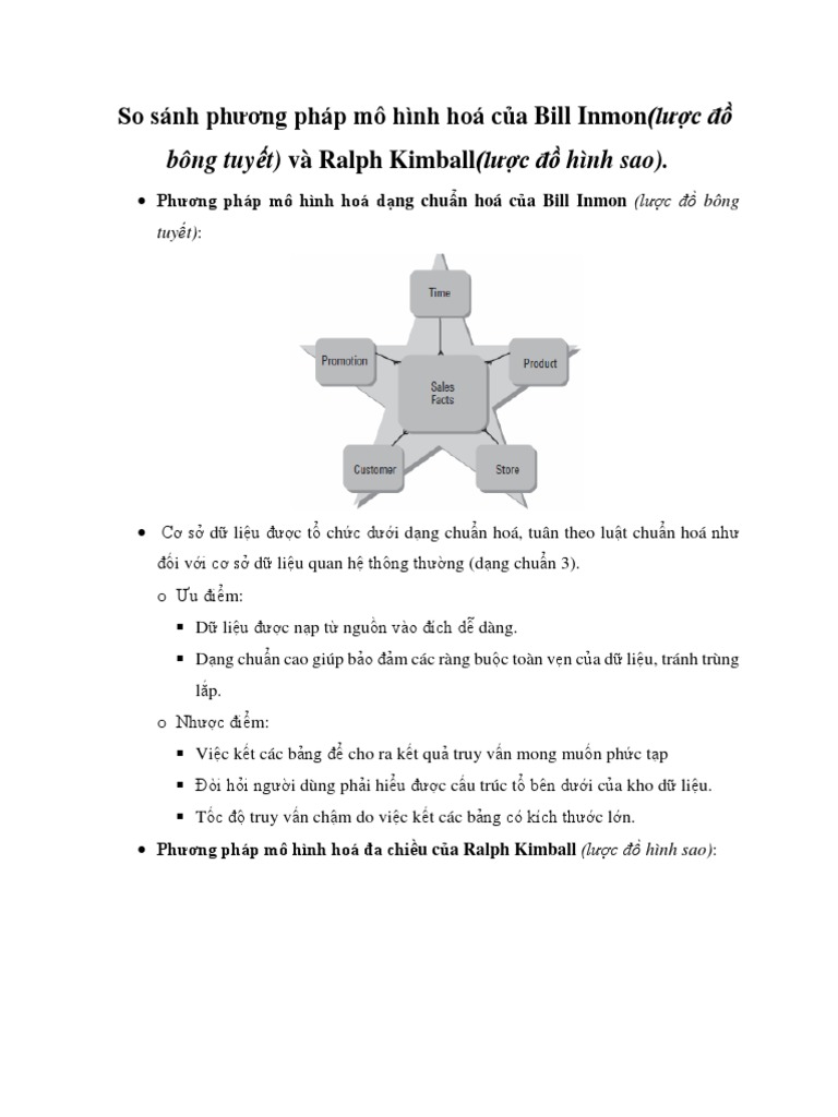 So Sánh Phương Pháp Mô Hình Hoá C A Bill Inmon Và Ralph Kimball | PDF