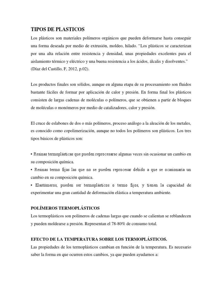 Tipos de Plasticos | PDF | El plastico | Polímeros