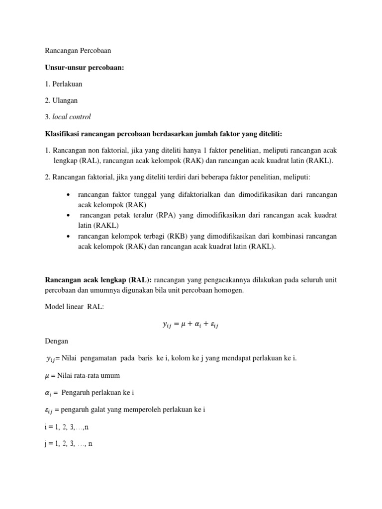 Rancangan Percobaan | PDF