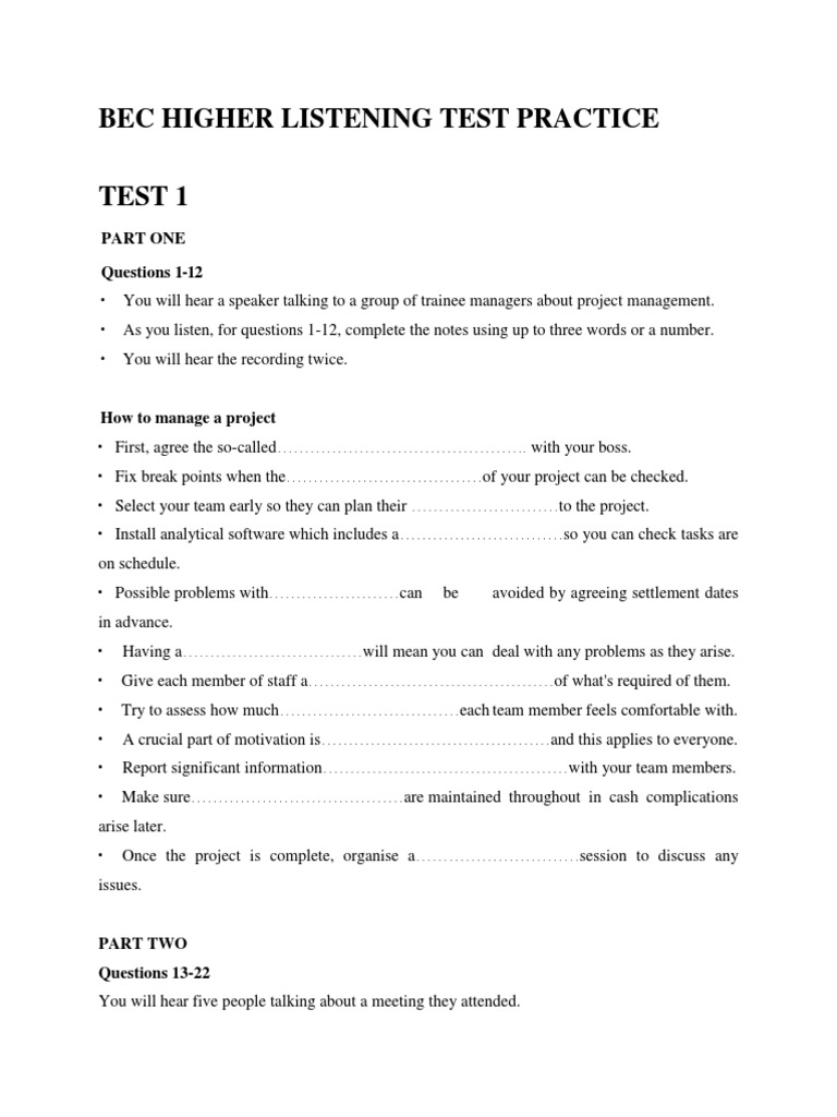 BEC Higher Practice FULL | PDF | Stress Management | Communication
