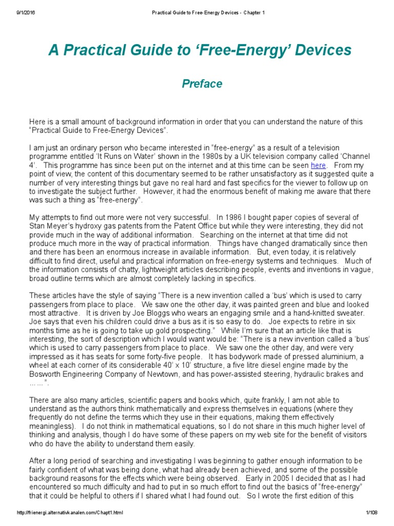 Practical Guide To Free-Energy Devices - Chapter 1 | PDF | Power ...