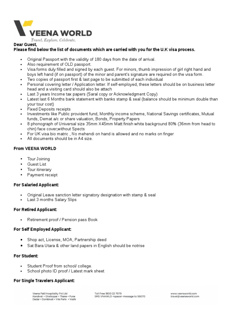 UK Visa Document Checklist | PDF | Travel Visa | Passport