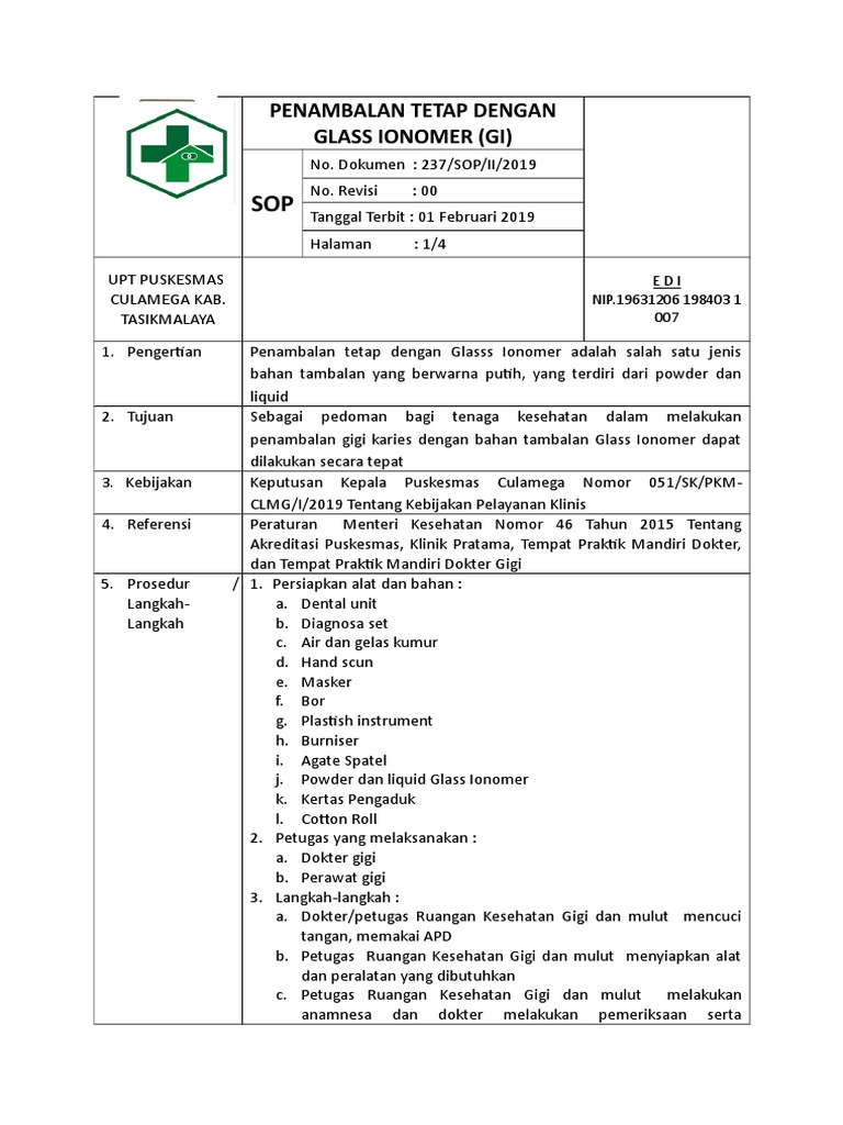 Penambalan Tetap Dengan Glass Ionomer (Gi) | PDF