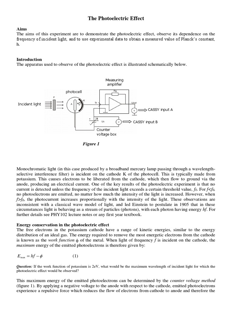 The Photoelectric Effect PDF | PDF | Photoelectric Effect | Light