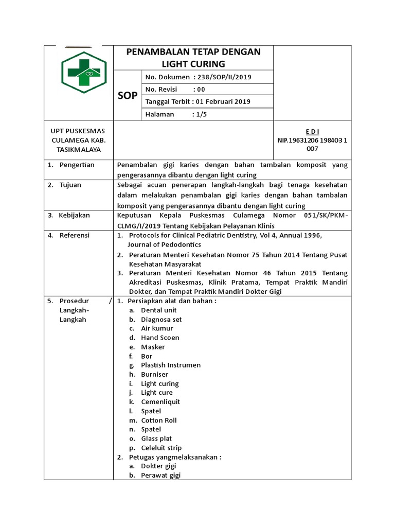 Penambalan Tetap Dengan Light Curing | PDF