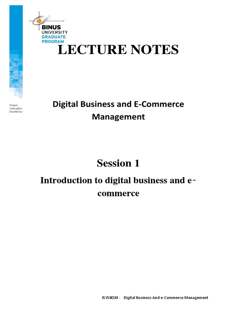 S1 - LN - Introduction To Digital Business and E-Commerce | PDF