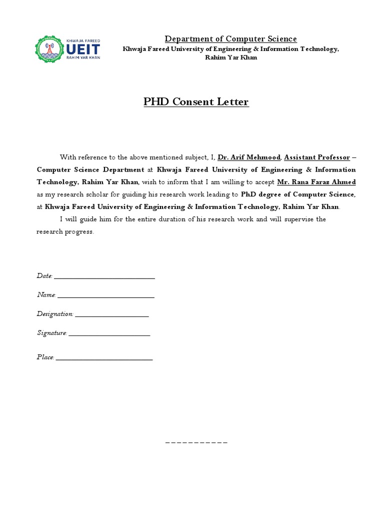PHD Consent Letter Template | PDF