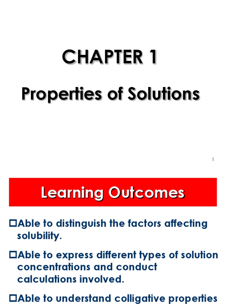Chapter 01 Properties of Solution | PDF | Solution | Solvation