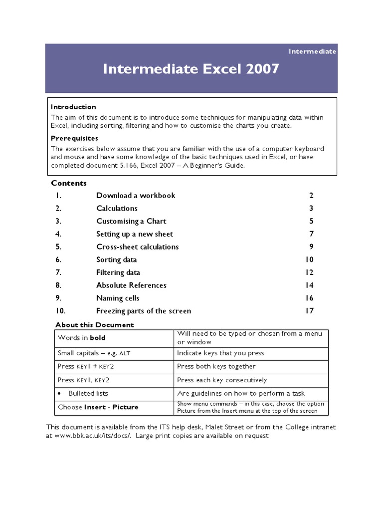 Excel Intermediate New | PDF | Microsoft Excel | Spreadsheet