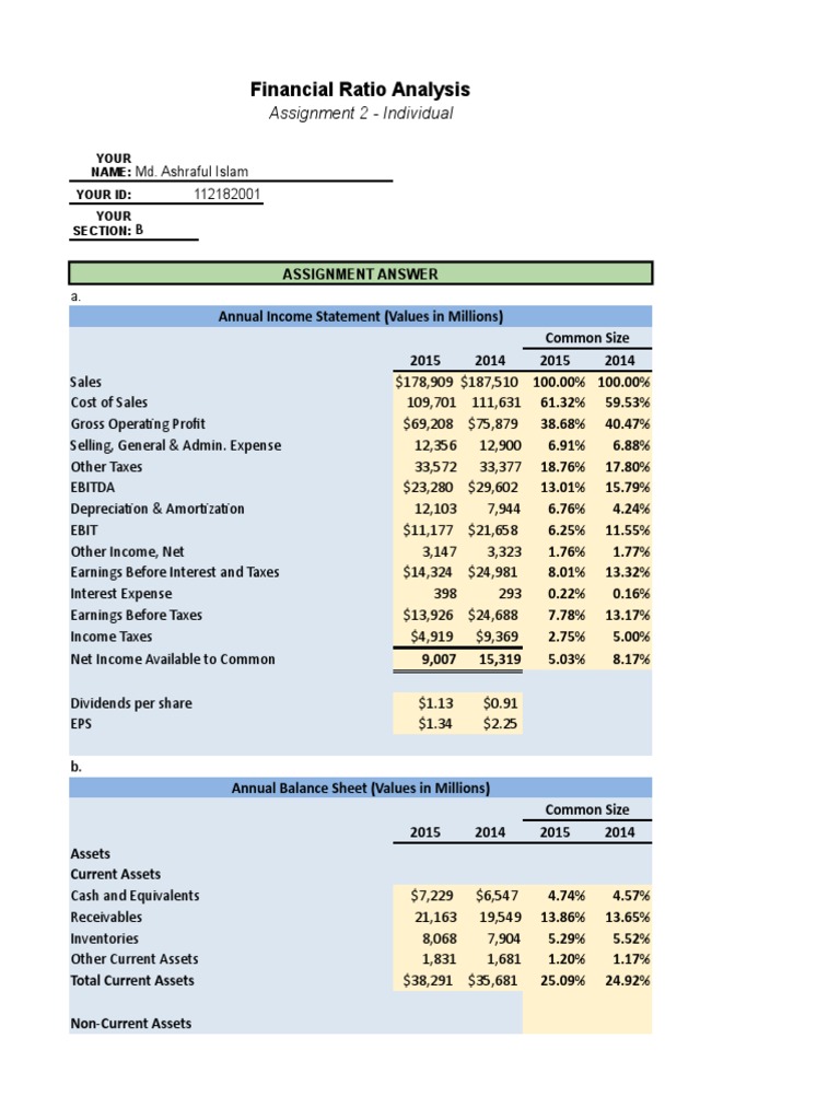 Financial Ratio Analysis Assignment Report | PDF | Revenue | Equity (Finance)