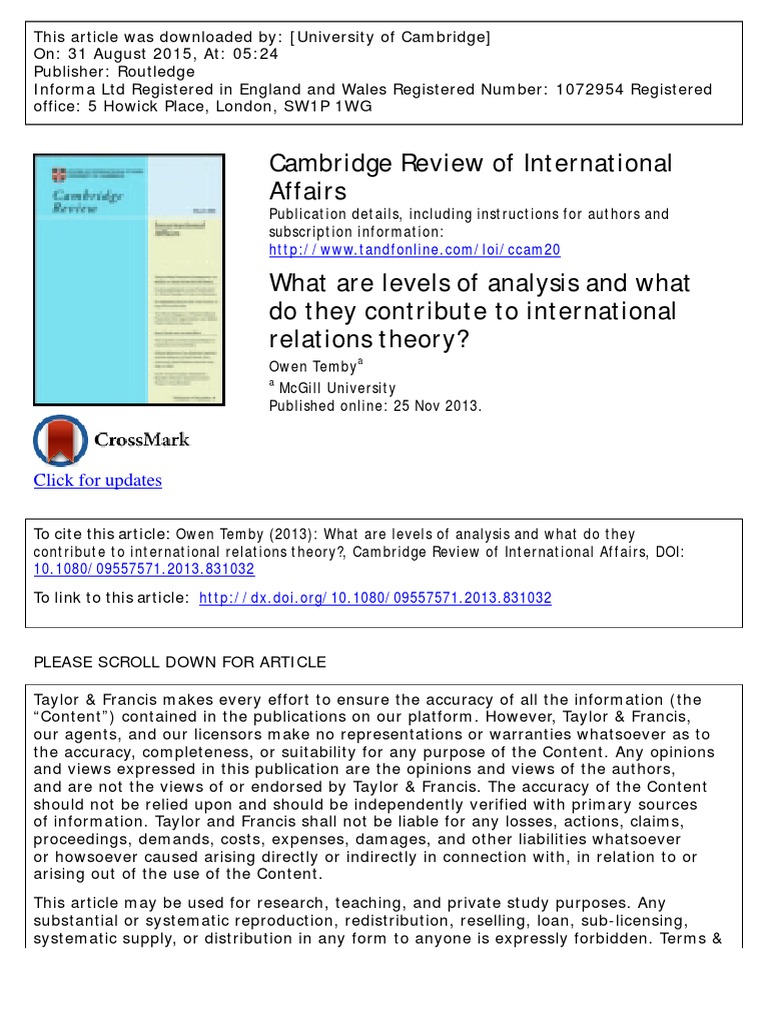 Understanding Levels of Analysis in IR | PDF | International Relations ...