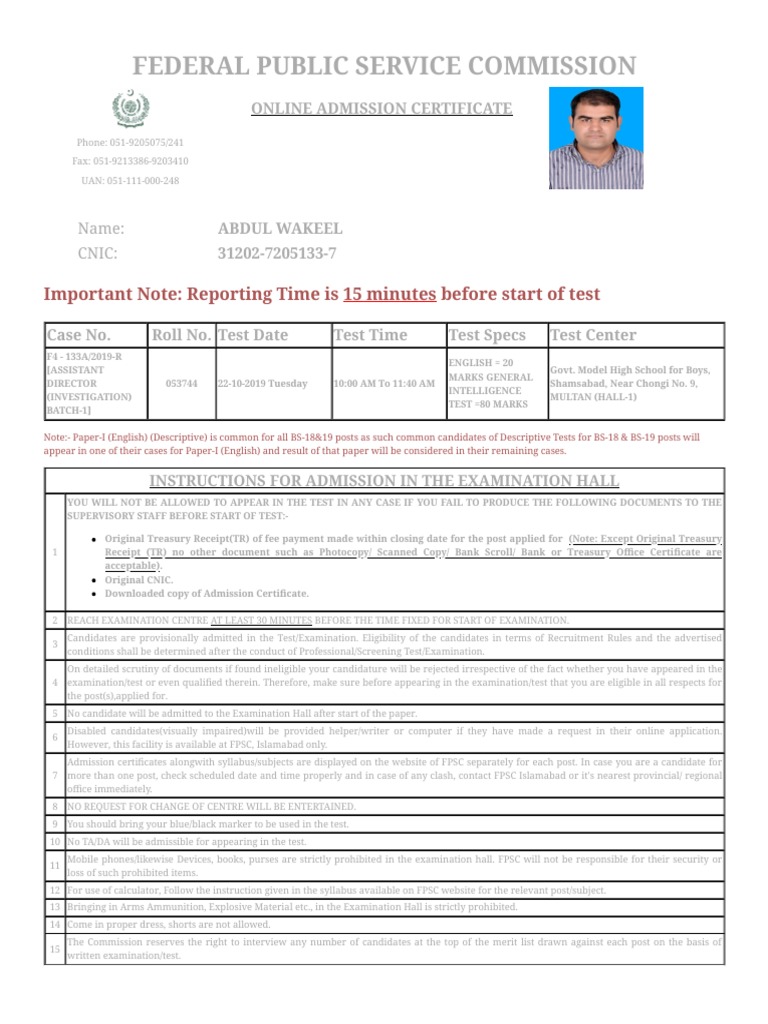 Online - Fpsc.gov - PK FPSC GR Reports GR Phase4 Ac 2019.Php# | PDF | Government | Business