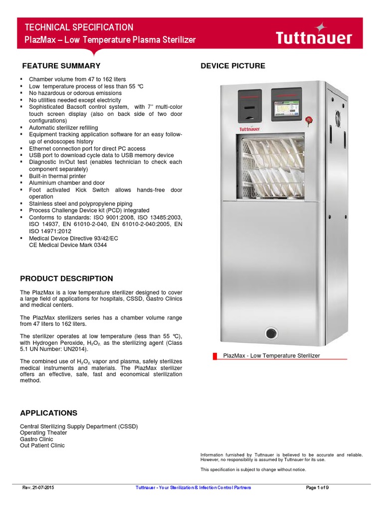 Plazmax Spec | PDF | Medical Device | Door