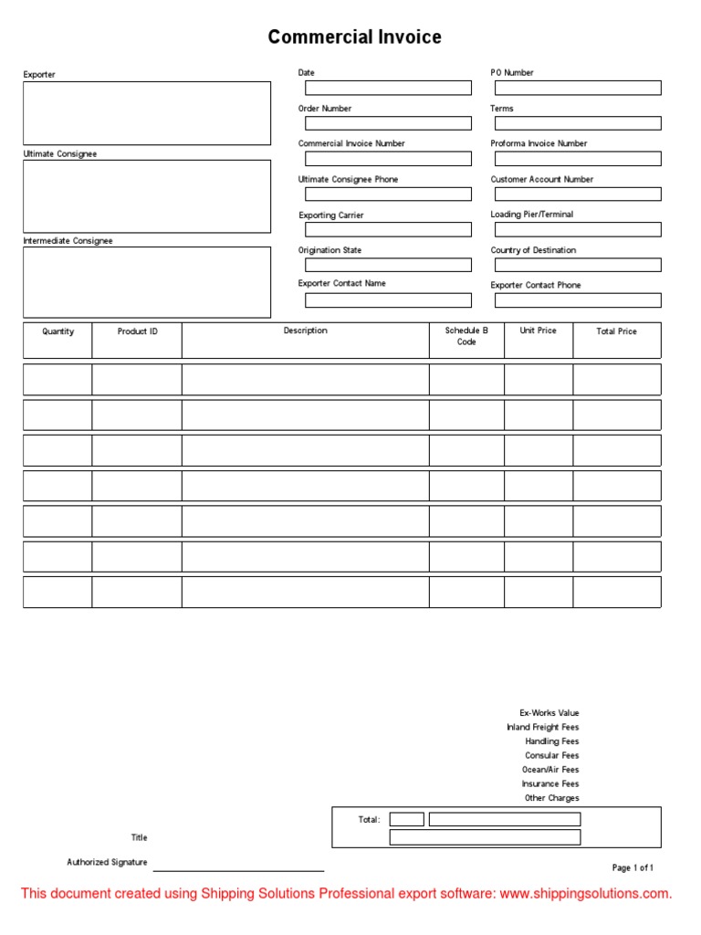 Commercial Invoice English | PDF