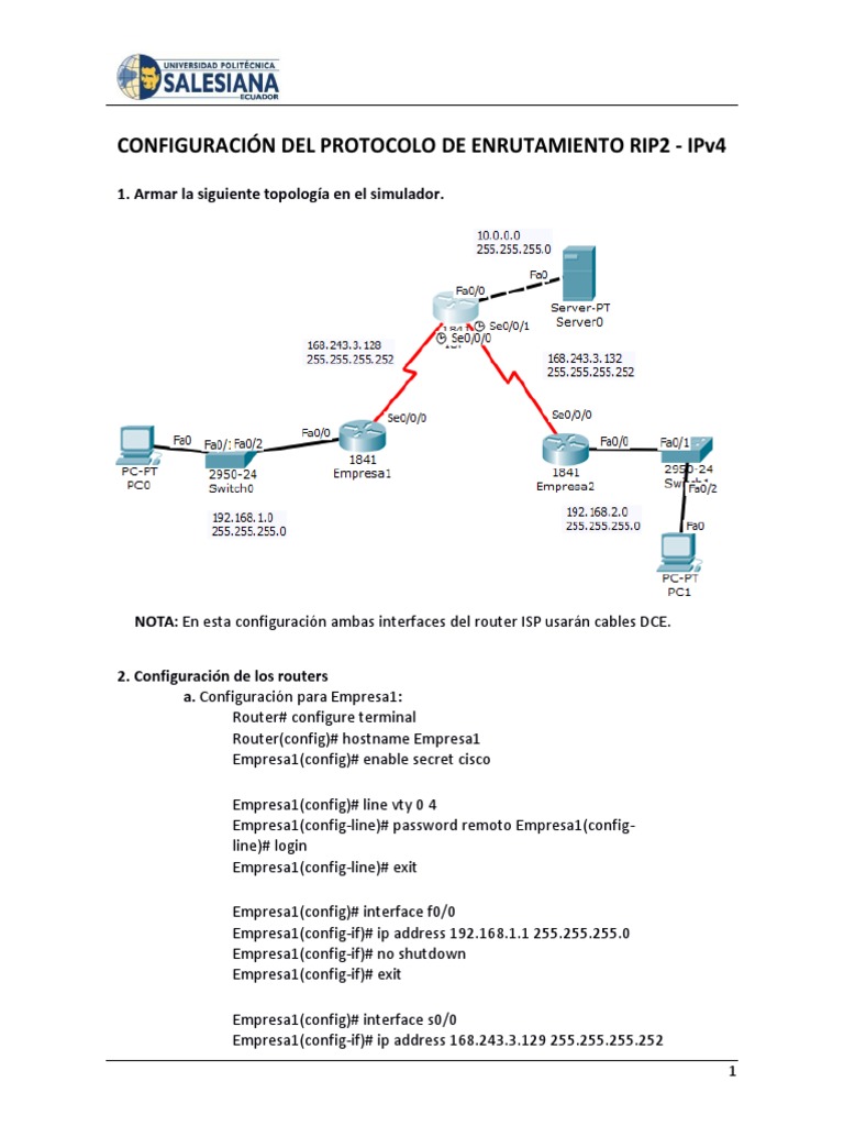 3.práctica RIPv2 #1 | PDF | Enrutador (Computación) | Estándares de internet