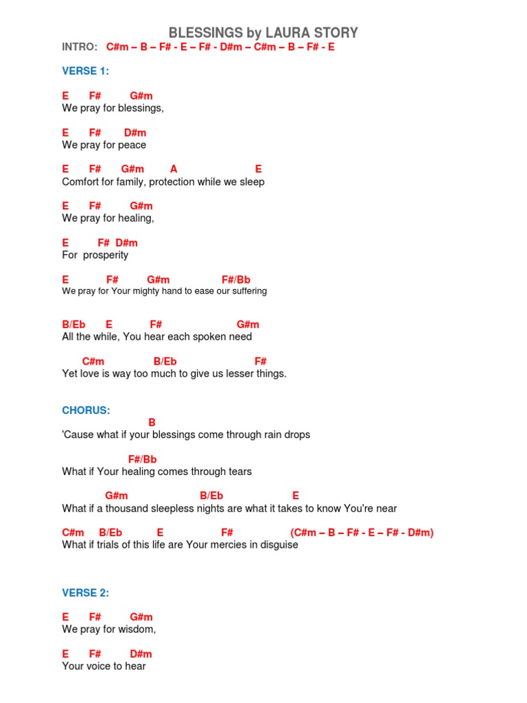 Laura Story's "Blessings" Chords & Lyrics | PDF | Song Structure