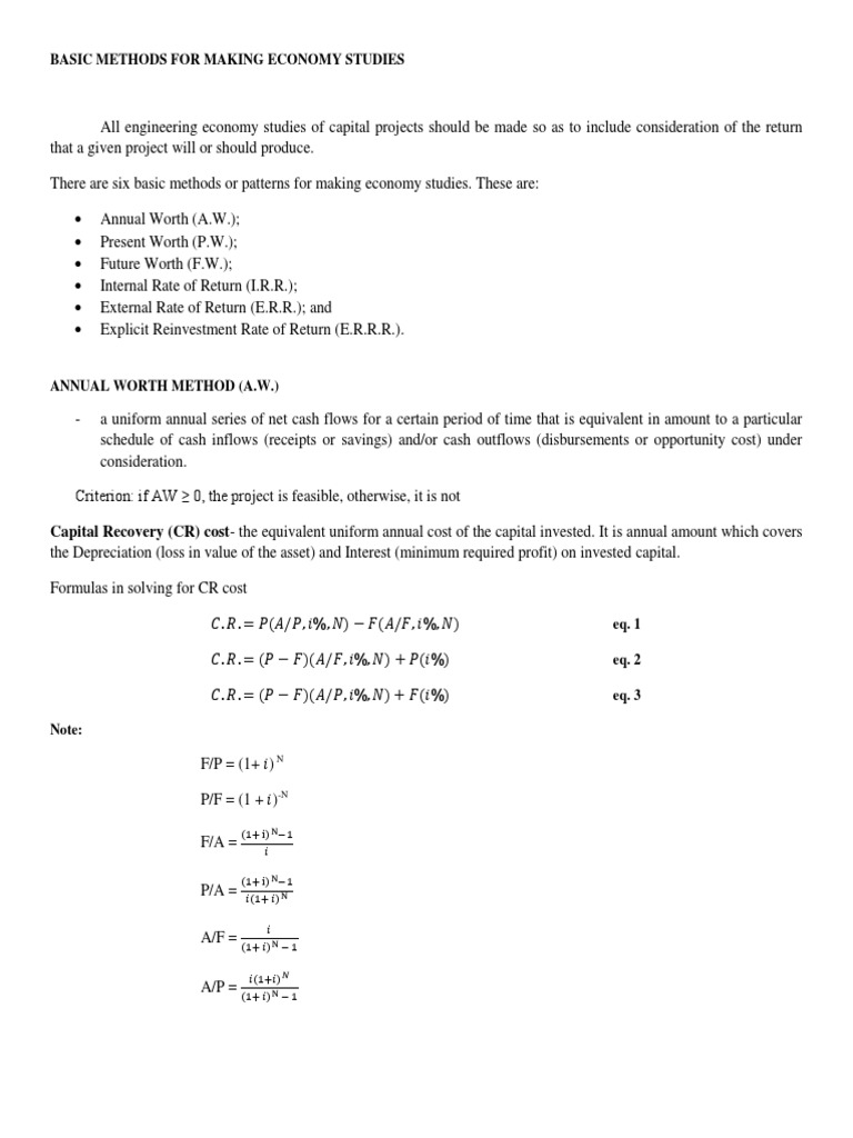 Basic Method For Making Economy Study Notes | PDF | Internal Rate Of ...