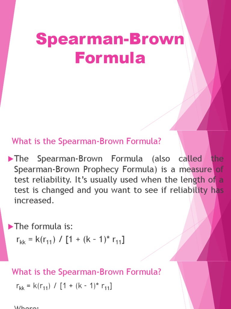 Spearman Brown Formula | PDF